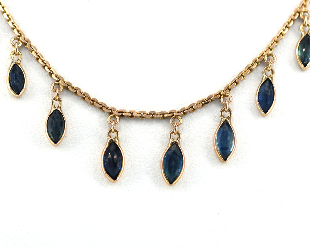 Estate Marquise Blue Sapphire Dangler Necklace – Guy Edward Family Jewelers